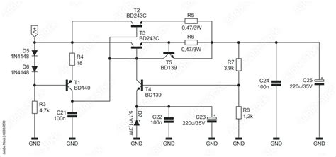 Engineer Scheme Of Electronic Device Vector Drawing Electrical Circuit