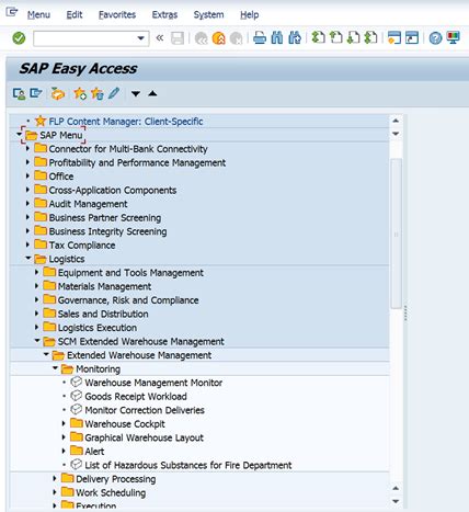 Overview SAP EWM Easy Access Screen