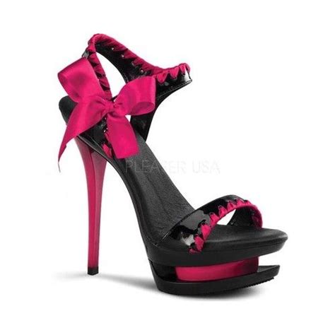 Womens Pleaser Blondie 615 Black Patentfuchsia Heels Pleaser