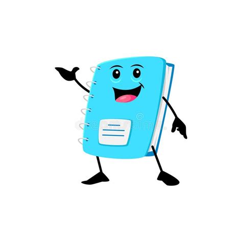 Cartoon Cheerful Notebook Funny School Character Stock Vector