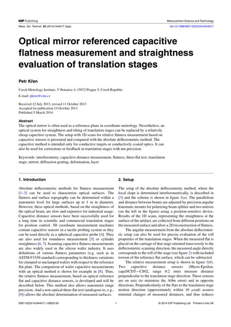 optical mirror referenced capacitive flatness measurement and