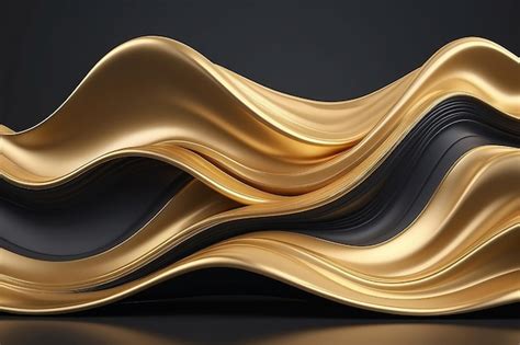 Premium Photo 3d Render Abstract Background With Gold Glittering Waves Luxury Liquid Background