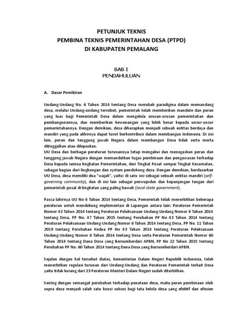 Panduan Ptpd Untuk Pemerintahan Desa Pemalang Pdf