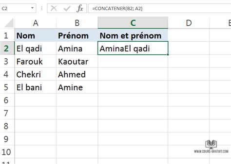 Tutoriel Excel Comment Utiliser Concatener Tutoriel Excel