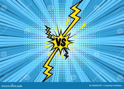 Comic Book Versus Background Cartoon Lightning Versus In Retro Pop Art