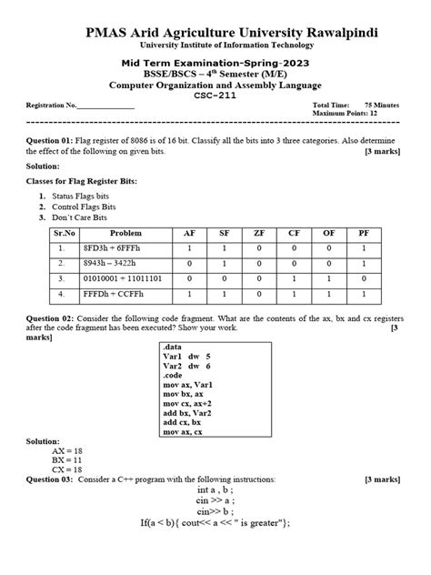 Solution Coal Mid Term Updated Pdf X86 Architecture Computer