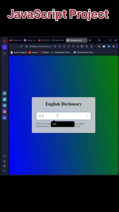 Create Dictionary App By Using Html Css And Js Day44 Javascript Project Dictionary