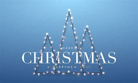 Tiga Pohon Natal Abstrak Yang Terbuat Dari Lampu Karangan Bunga Kartu