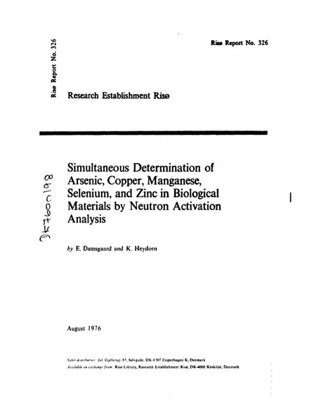 Pdf Simultaneous Determination Of Arsenic Copper Manganese Selenium And Zinc In Biological