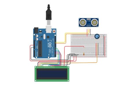 Circuit Design Ultrasonic Sensor With Lcd Tinkercad