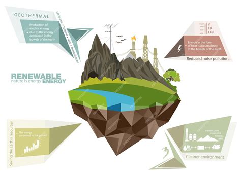 Infographie énergie Renouvelable Terre Soleil Vent Et Eau Vecteur Premium