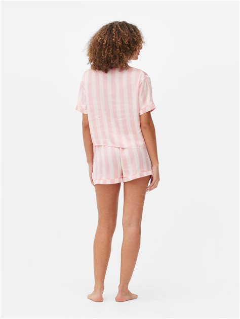 Womens Light Pink Satin Shirt And Shorts Pajama Set Primark