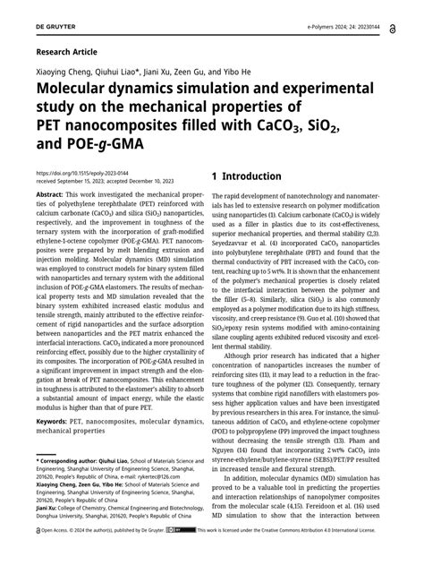 (PDF) Molecular dynamics simulation and experimental study on the mechanical properties of PET ...