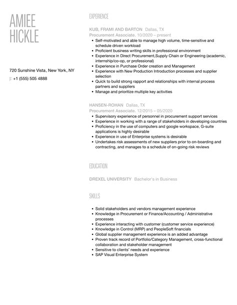 Procurement Associate Resume Samples Velvet Jobs