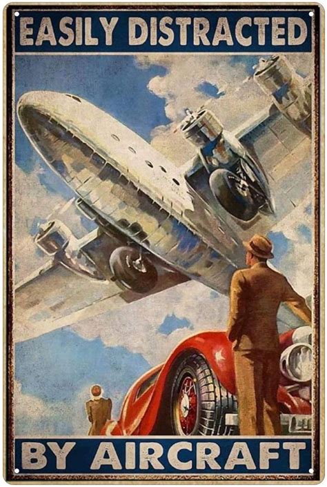 Retro Pilot Knowledge Metal Signs Vintage Airplane Decor