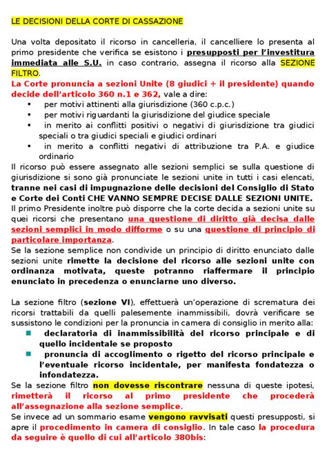 Le Decisioni Della Corte Di Cassazione Docsity