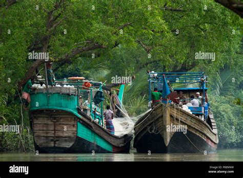 Fishing Boats On The Canal Of The Sundarbans A Unesco World Heritage