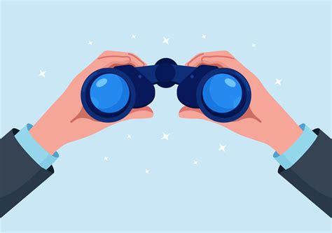 Man Holding Binocular In Hand And Looking Far Ahead Person Is Watching