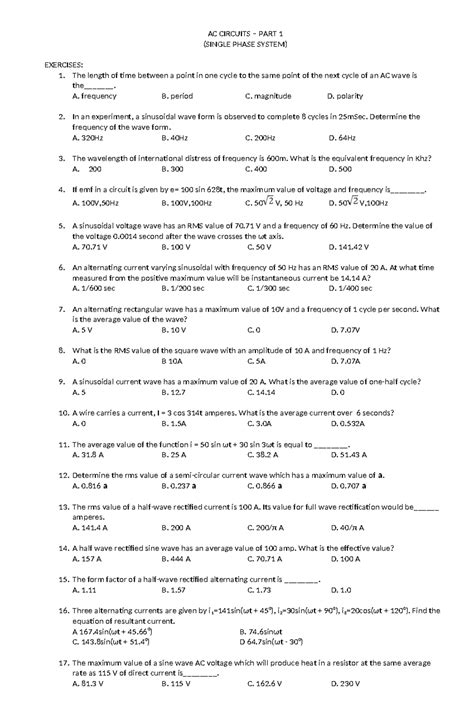 Ac Circuits Part 1 Ac Circuits Part 1 Single Phase System