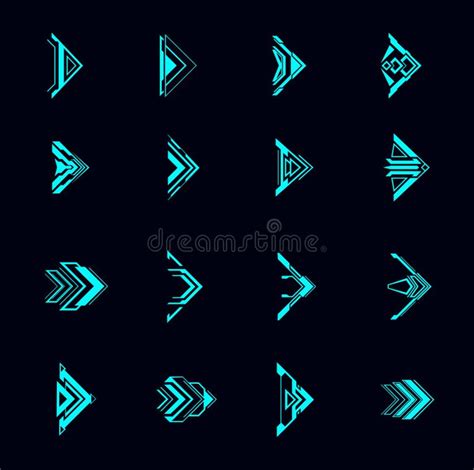 Hud Arrows Futuristic Navigation Pointers Set Stock Vector Illustration Of Vector Glowing