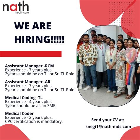 Hiring Jobopening Rcm Ar Medicalcoding Assistantmanager Tl Cpc Nathoutsourcingsolutions