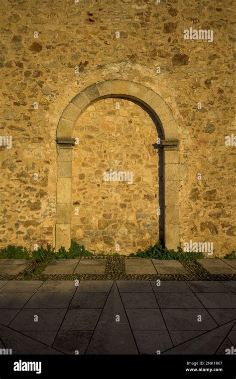 Old Stone Door Bricked Up Vertically To Prevent Entry Stock Photo Alamy