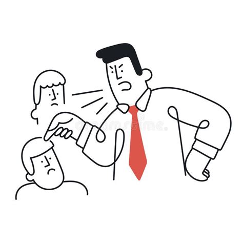 Toxic Leadership Angry Businessman Shouting At His Workers Outline