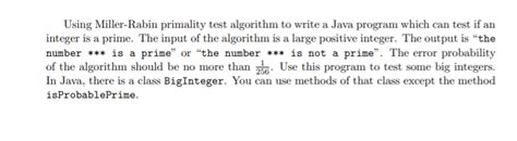 Using Miller Rabin Primality Test Algorithm To Write