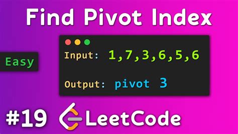 Find Pivot Index Çözümü LeetCode Algoritma Çözümleri YouTube