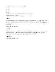 Document35 Docx If 3 12 What Is The Value Of 8 2 A 212 B 44 C 82
