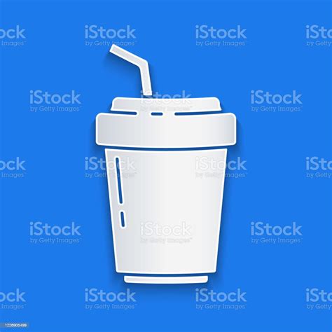 종이 컷 커피 컵 파란색 배경에 고립 된 아이콘을 이동합니다 종이 아트 스타일입니다 벡터 일러스트레이션 공란에 대한 스톡 벡터 아트 및 기타 이미지 Istock