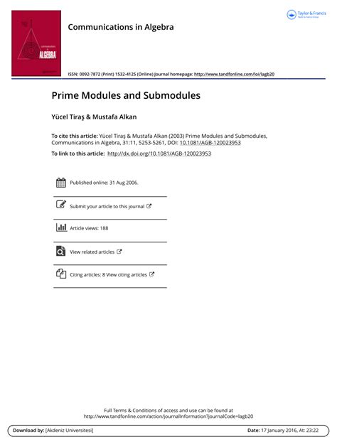Pdf Prime Modules And Submodules