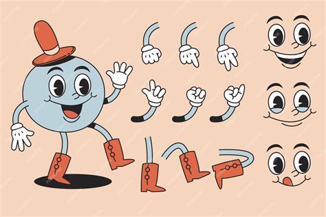 Ilustración De Constructor De Personajes De Dibujos Animados Retro