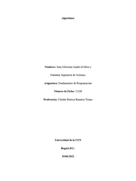Algoritmos Aca1 Fundamentos De Programación Pdf
