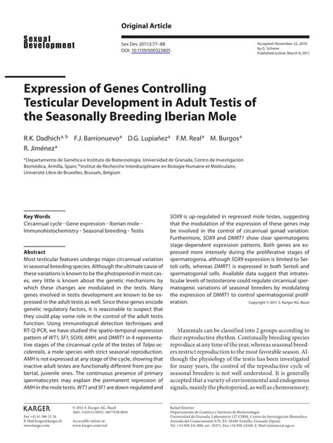 Pdf Expression Of Genes Controlling Testicular Development In Adult