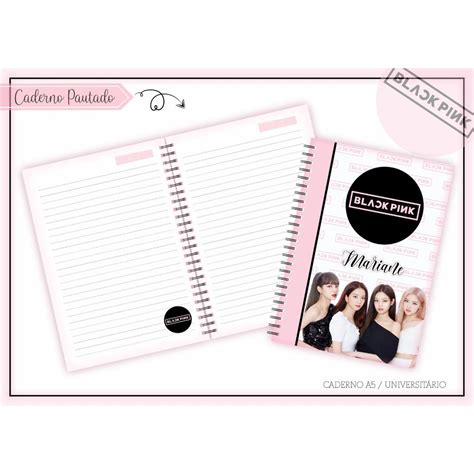 Caderno Black Pink Personalizado Nome Shopee Brasil