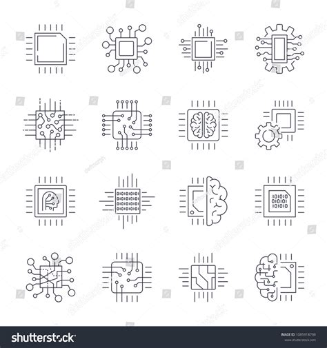 Cpu Microprocessor Chips Icons Set Vector Stock Vector Royalty Free 1085918798 Shutterstock