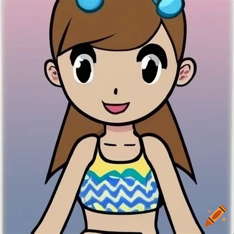 Female Character From Rhythm Heaven In A Bikini On Craiyon