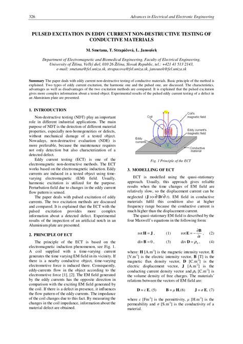 Pdf Pulsed Excitation In Eddy Current Non Destructive Testing Of Conductive Materials