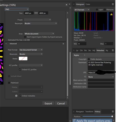Metadata And Copyright Information Not Exporting In Affinity Photo 2 2