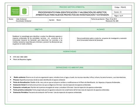 Pdf Procedimiento Para IdentificaciÓn Y ValoraciÓn De · De La
