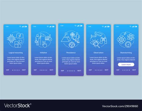 Mental Skills Onboarding Mobile App Page Screen Vector Image