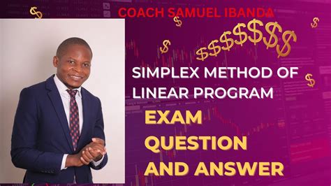 Simplex Method Of Linear Program Exam Question And Answer YouTube