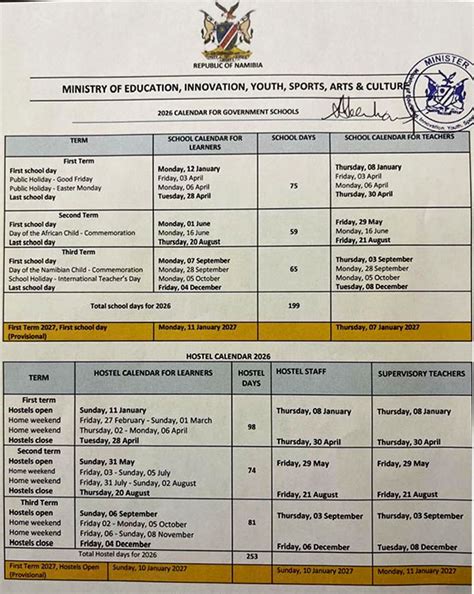 Namibia School Holidays 2026