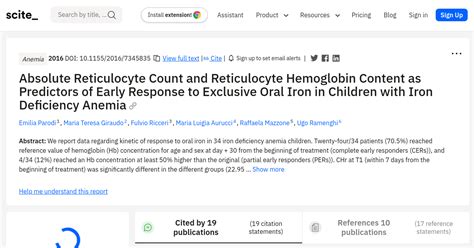Absolute Reticulocyte Count And Reticulocyte Hemoglobin Content As Predictors Of Early Response