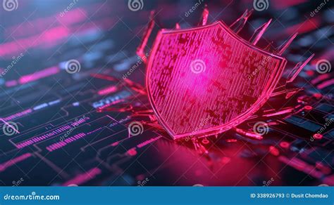 A Shattered Digital Shield With Bright Red Cracks Symbolizes