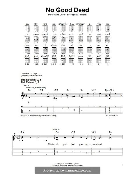 No Good Deed From Wicked By S Schwartz Sheet Music On MusicaNeo