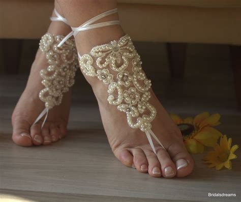 İvory Lace Barefoot Sandalswedding Barefootbridal Anklet Lace