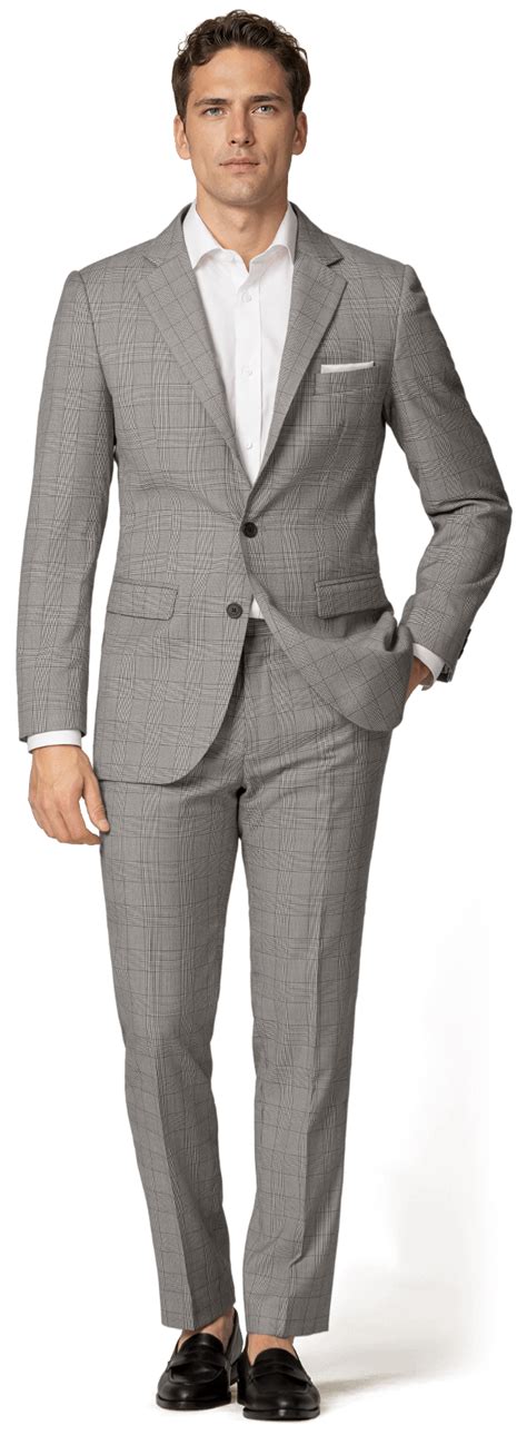 Gray Prince Of Wales Essential 3 Piece Suit Hockerty