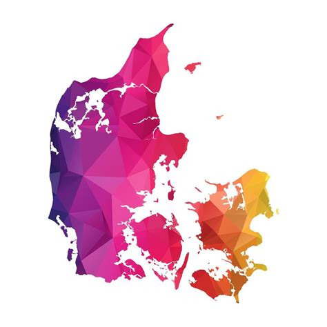 Abstract Polygon Map Illustration Low Poly Color Rainbow Denmark Map